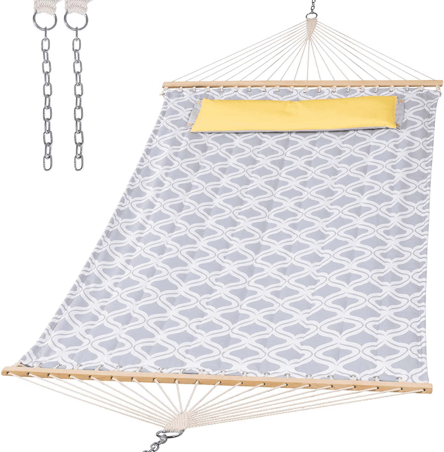 SUNCREAT Double Extra Large Hammock with Hardwood Spreader Bar, Steel ...