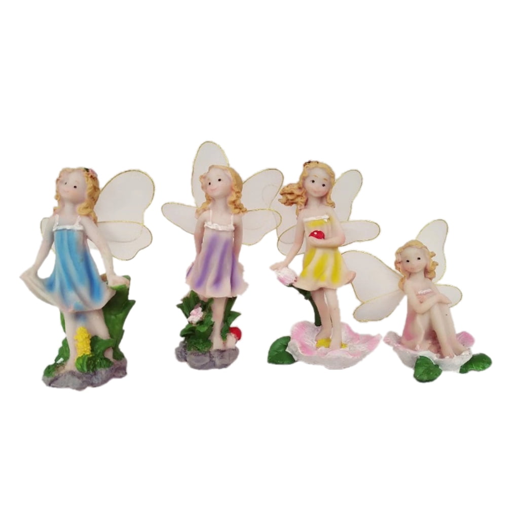 Pack of 4 Fairy Miniature Figurines For Dollhouse Fairy Garden Fish ...