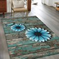 Blue Daisy Washable Area Rug 4x6 Butterfly Farmhouses Countryside Wood ...