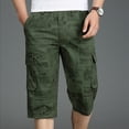 Men's Casual Twill Elastic Cargo Shorts Below Knee Loose Fit Multi ...
