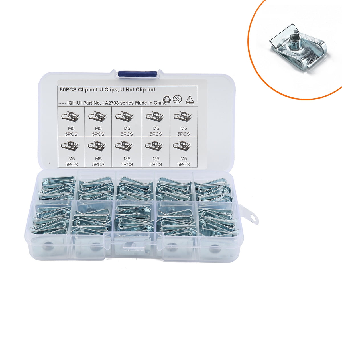 50PCS box-M5 clip nut / type B nut / clamp nut / square cage nut ...