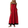 Asgosdo Women Summer Cami Dresses Sleeveless Open Back Tiered Pleated ...
