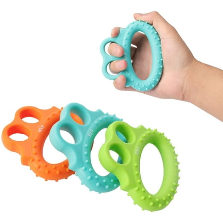 3 Level Hand Grip Strengthener Set Finger Exerciser Silicone Grip ...