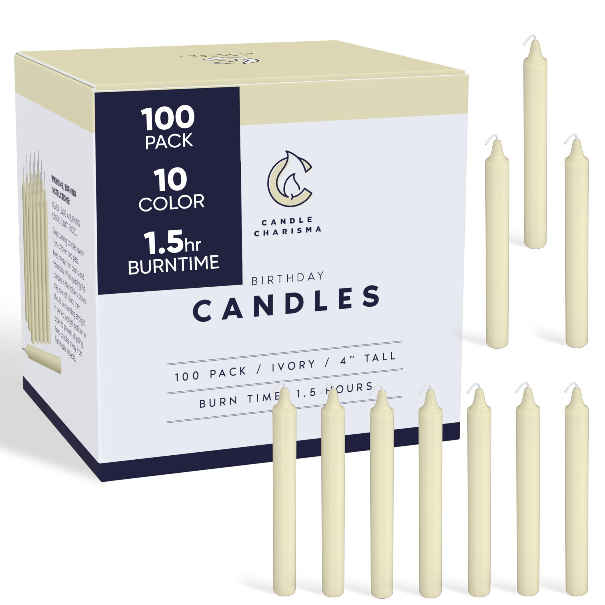 Vela Taper Candles Charisma, color marfil, 100 hechizos, 4 pulgadas y 1 ...