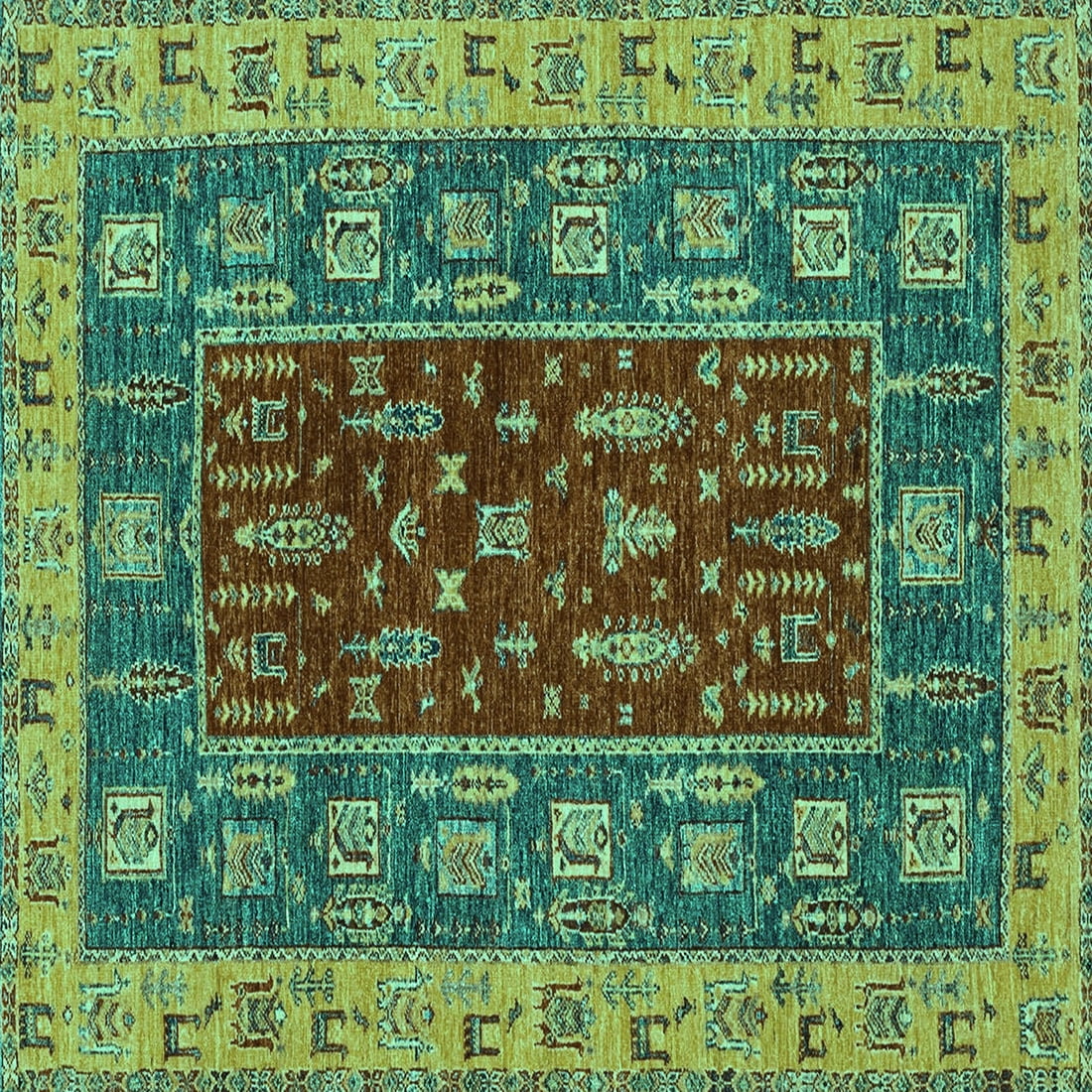 Ahgly Company Indoor Square Abstract Turquoise Blue Modern Area Rugs, 5 ...