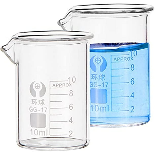 20 Pack Glass Beaker Measuring Cups Graduated 10ml Labs Beaker Low Form ...