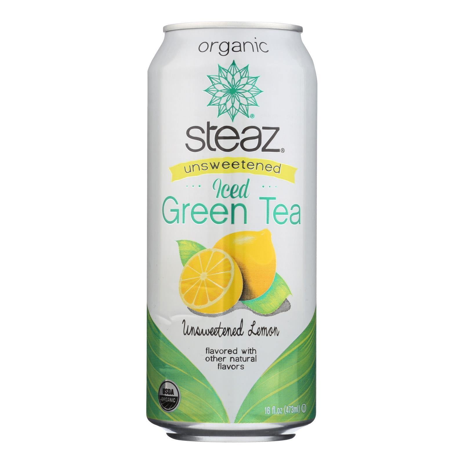Steaz Unsweetened Green Tea - Lemon - Case of 12 - 16 Fl oz. - Walmart.com