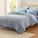 EMME Boho 5-Piece Tufted Dusty Blue Comforter Bedding Sets, Twin ...
