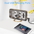 "Digital Alarm Clock, 6.6"" LED Mirror Desk Clock with Dual USB Ports ...