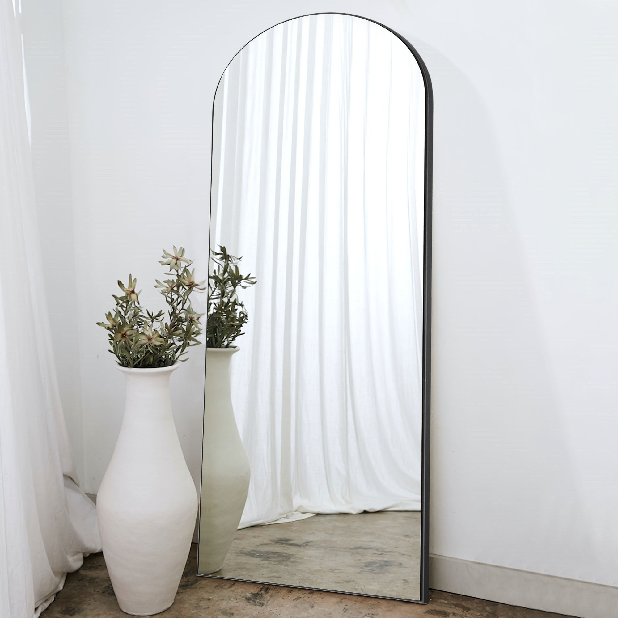 Arched Mirror Modern Full-length Mirror 64x21 - Black - Walmart.com