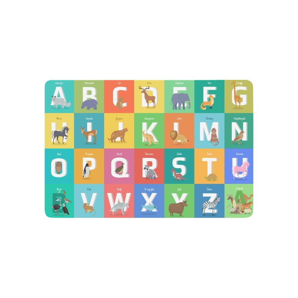 MKHERT Cute Alphabet Learning Chart with Cartoon Animals Doormat Rug ...