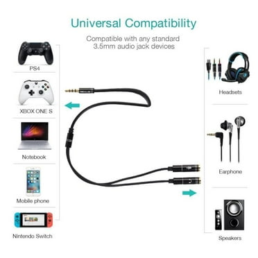 Dragonus 3.5mm Headset Adapter Y-Splitter Jack Cable w/ Separate Audio ...