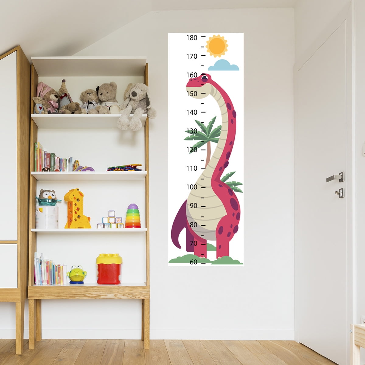 Height Chart Dinosaur Books Cartoon Growth Chart Sticker Sun Wall ...