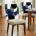 Abstract Round Chair Back Covers Set of 4, Visual Art Blue Black Square ...