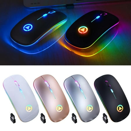 2.4GHz Wireless Optical Mouse USB Rechargeable RGB RGB Cordless ...