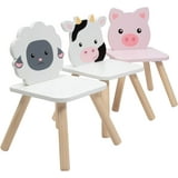 Kids Wooden Animal Table & Chair Set w 3 Seats (Cow Pig Sheep) & Adult ...