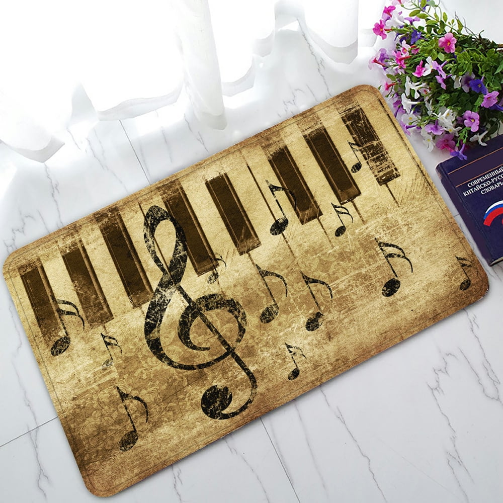 PHFZK Music Doormat, Vintage Retro Music Notation Doormat Outdoors ...