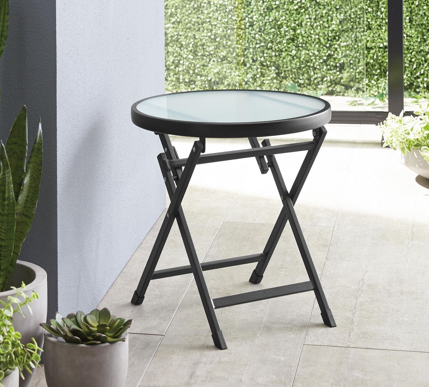 Mainstays Glass Top Folding Side Table, Durable steel frame - Walmart.ca