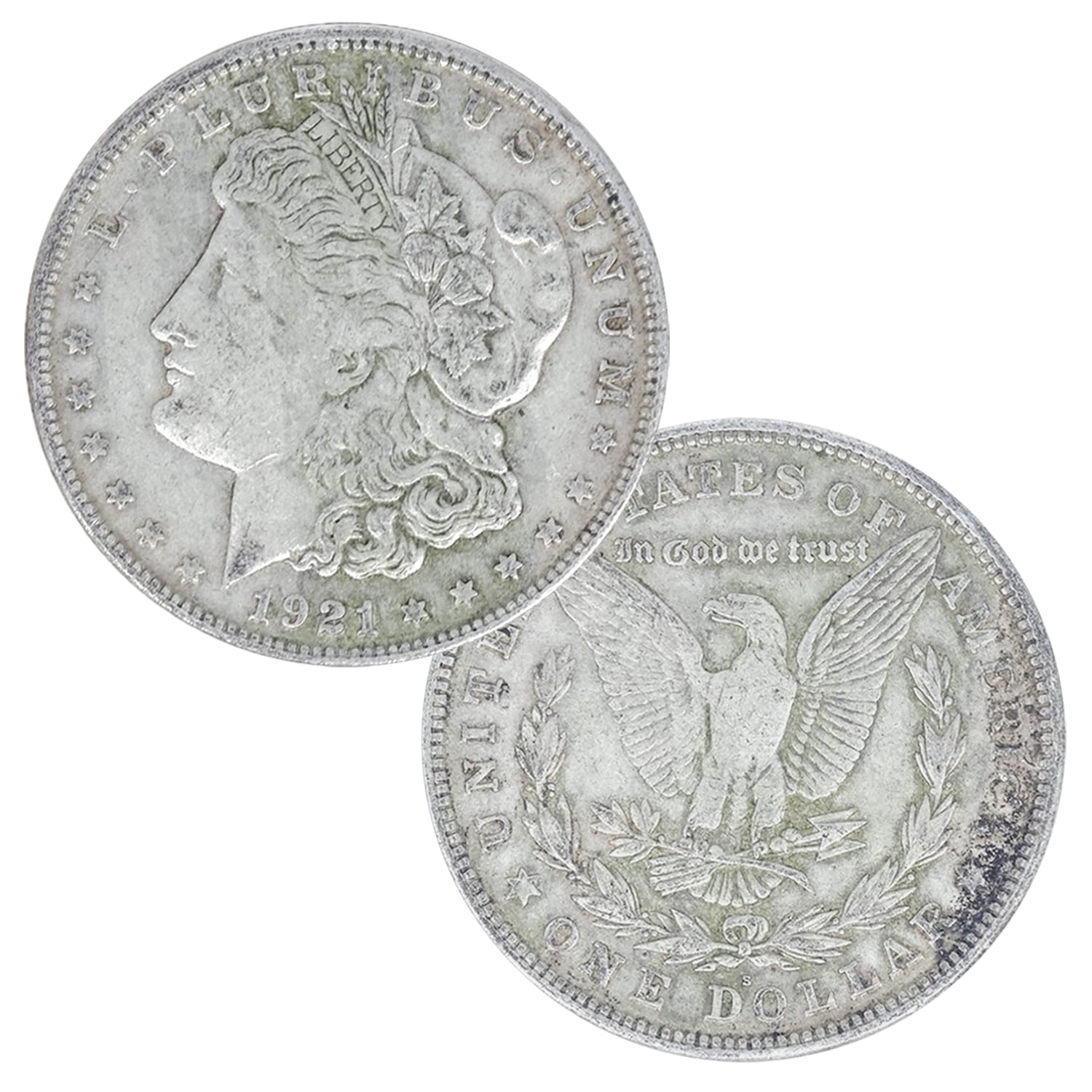 USA 1921 Morgan Dollar 90% Silver Coin Cull Poor Condition Feature Lady ...