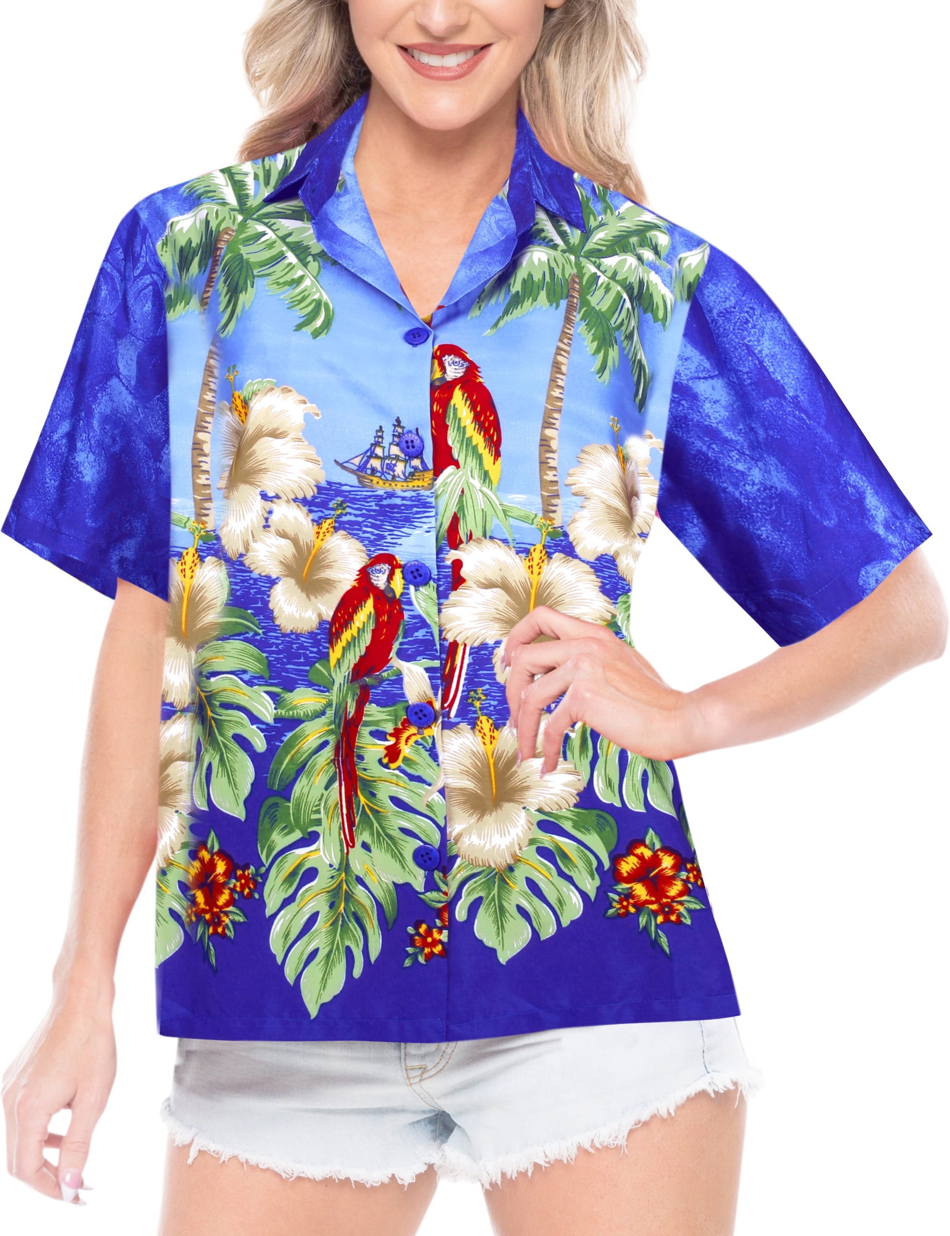 Happy Bay Women Hawaiian Shirt Blouses Beach Top Tank Casual Aloha