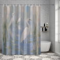 Bathroom Shower Curtain White Heron Summer Beach Blue Ocean Waterproof ...