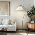 Athena 60" Japandi-Inspired LED Gold Floor Lamp with White Pleated ...