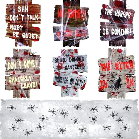 6 Pieces Halloween Beware Signs Halloween Yard Sign with Stakes ...