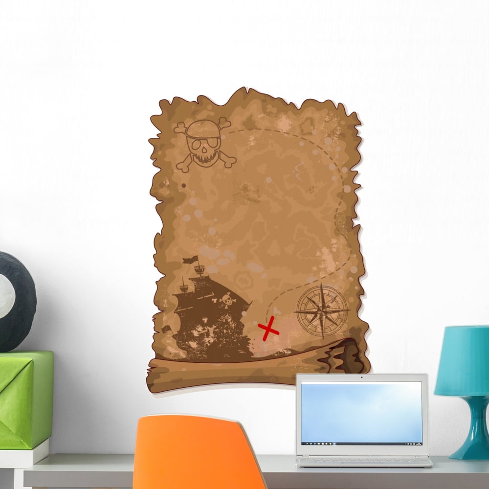 Pirate Map Wall Decal Mural by Wallmonkeys Vinyl Peel & Stick Graphic ...