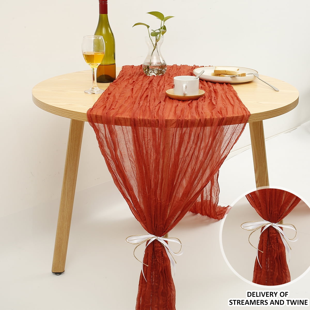 Gotydi 3Pcs Cheesecloth Table Runner, with Streamers Hemp Ropes 35 x ...