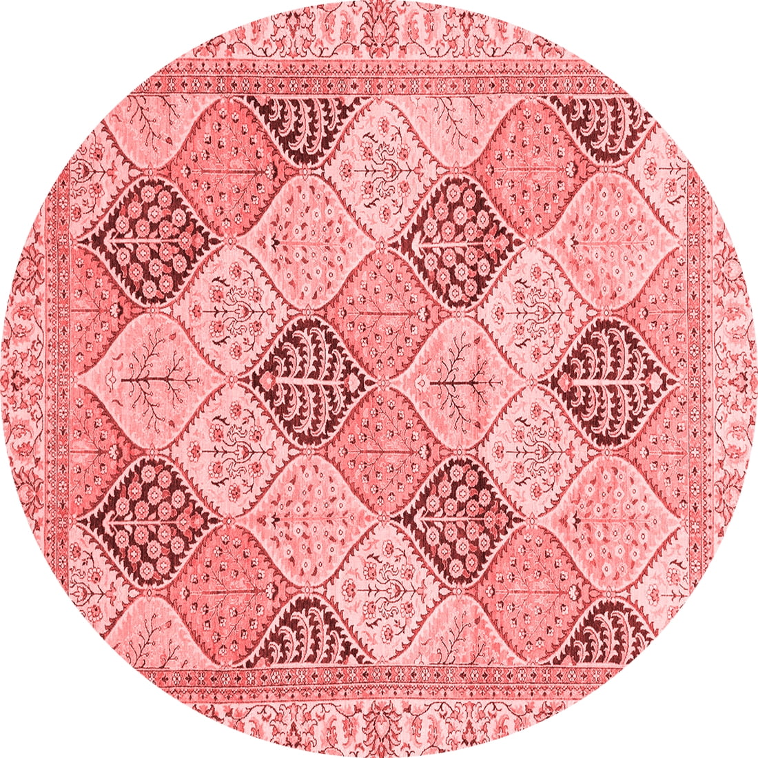 Ahgly Company Indoor Round Abstract Red Modern Area Rugs, 8' Round ...