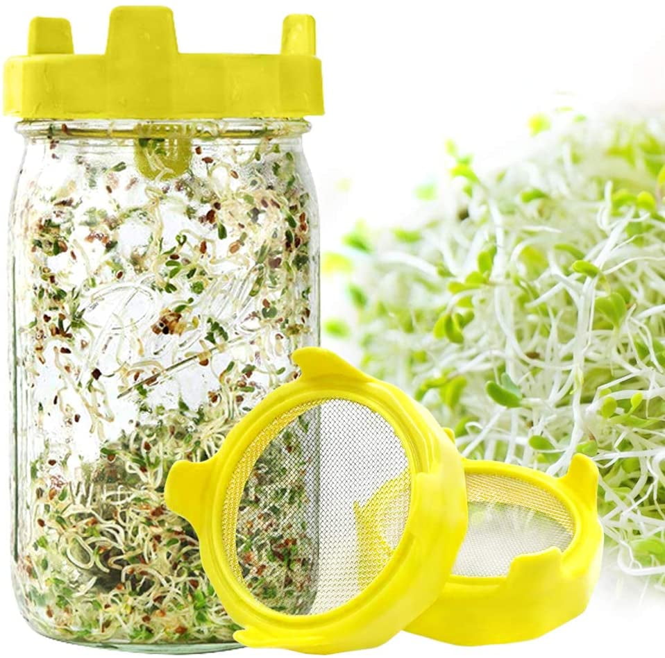 Visland 2PCS Sprouting Lids, Plastic Sprout Lids with Stainless Steel ...