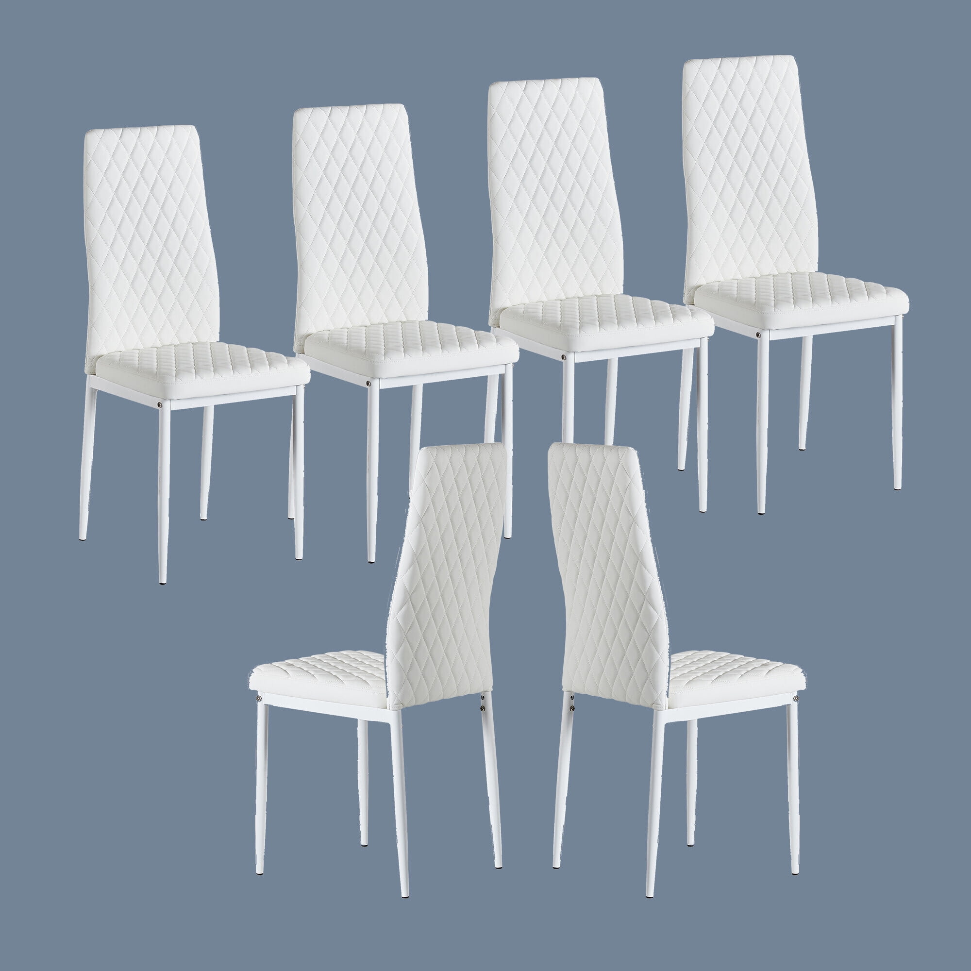 DreamBuck Dining Chairs Set of 6, Modern Minimalist, Fireproof Leather ...