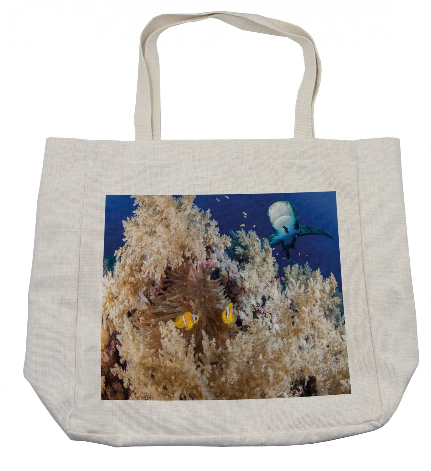 Shark Shopping Bag, Reef with Little Clown Fish and Sharks East ...