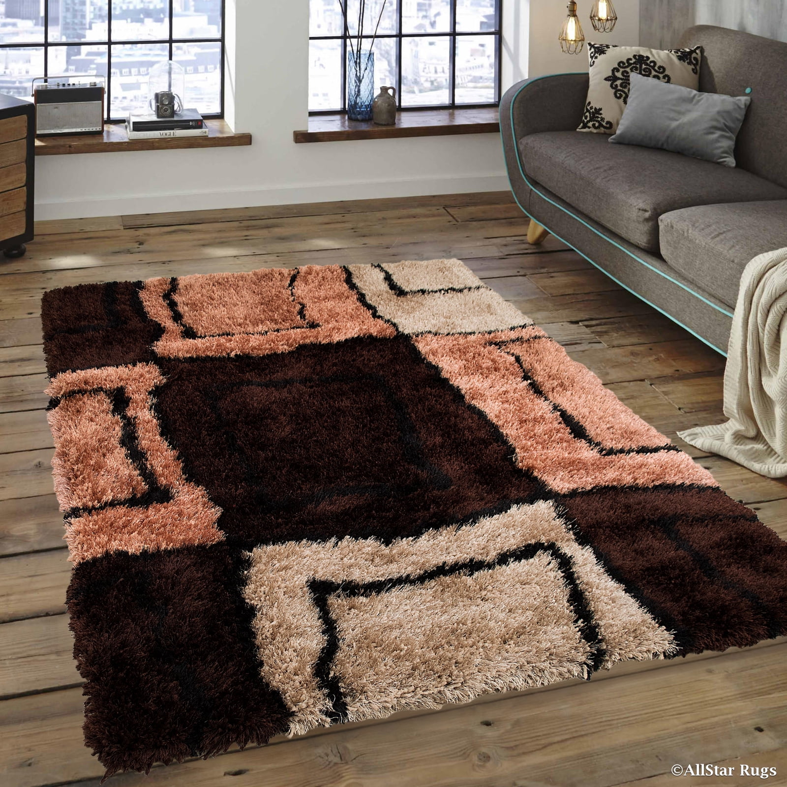 Allstar Mocha Mix High Density and High Quality High End Shaggy Area ...