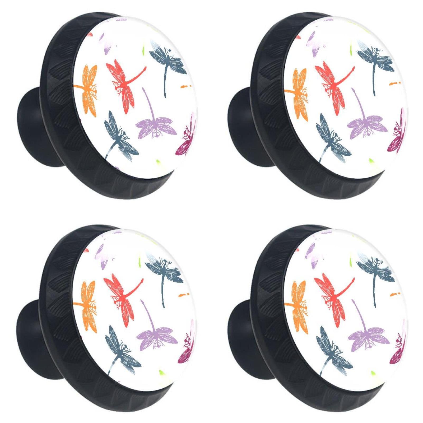 4 Pcs Colorful Dragonfly Knobs for Kitchen Cabinet Cupboard Dresser Bookcase Drawer Pulls ...