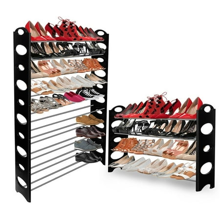 Ktaxon 20-Tier Shoe Rack 100 Pair Wall Bench Shelf Closet Organizer ...