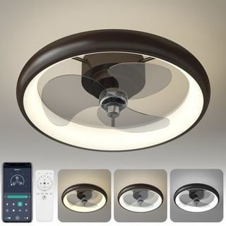 Lingouzi Ceiling Fans With Lights, Low Profile Flush Mount Ceiling Fan ...