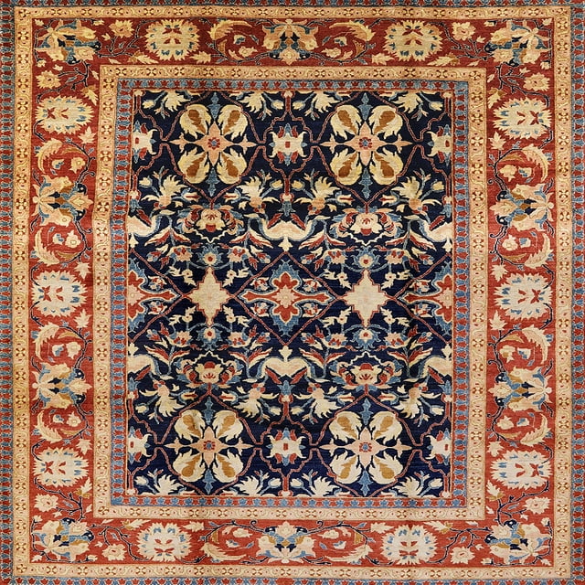 Ahgly Company Indoor Square Mid-Century Modern Saffron Red Oriental ...