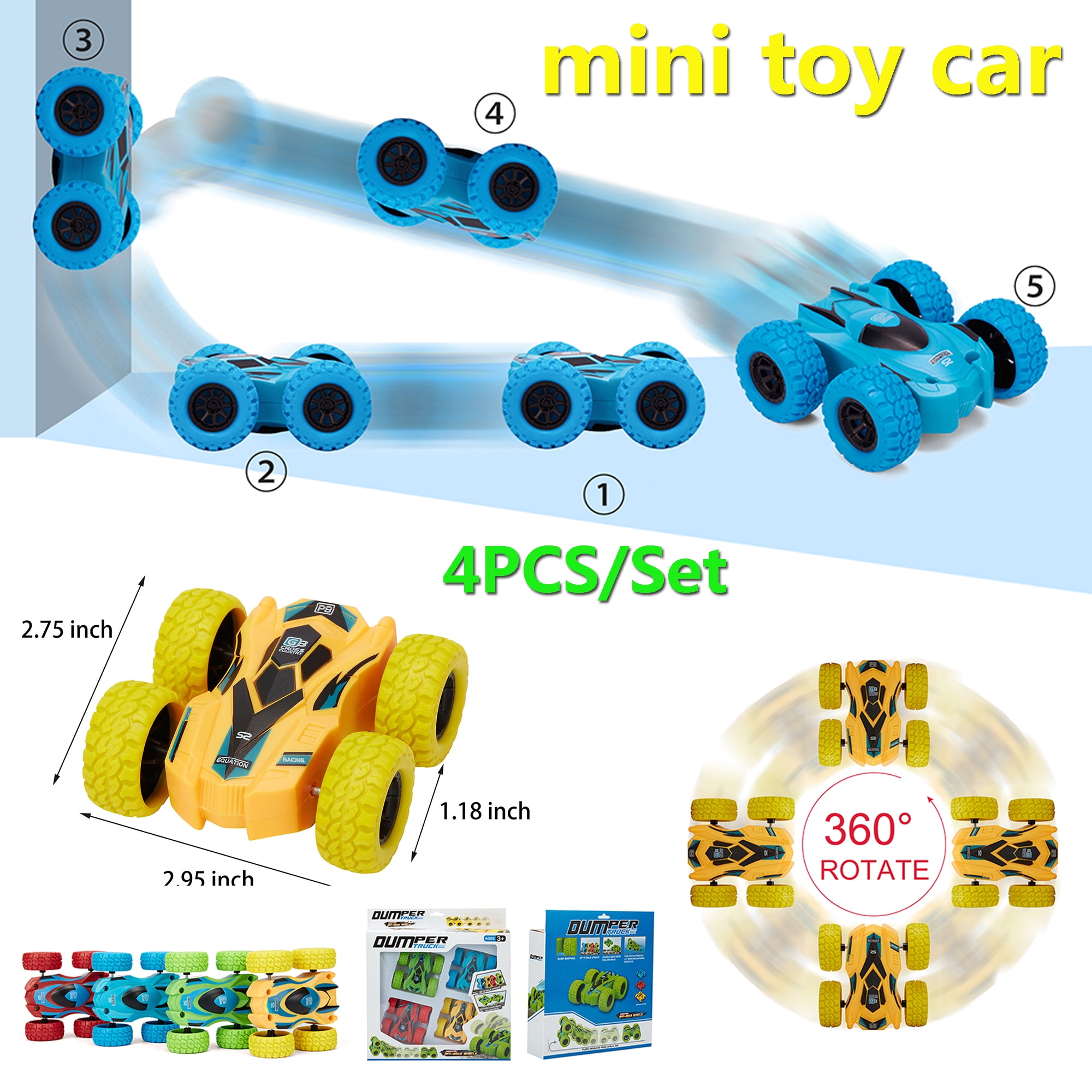 KingShop 4 Pack Push and Go Toy Cars for Toddlers,Friction Powered Car ...