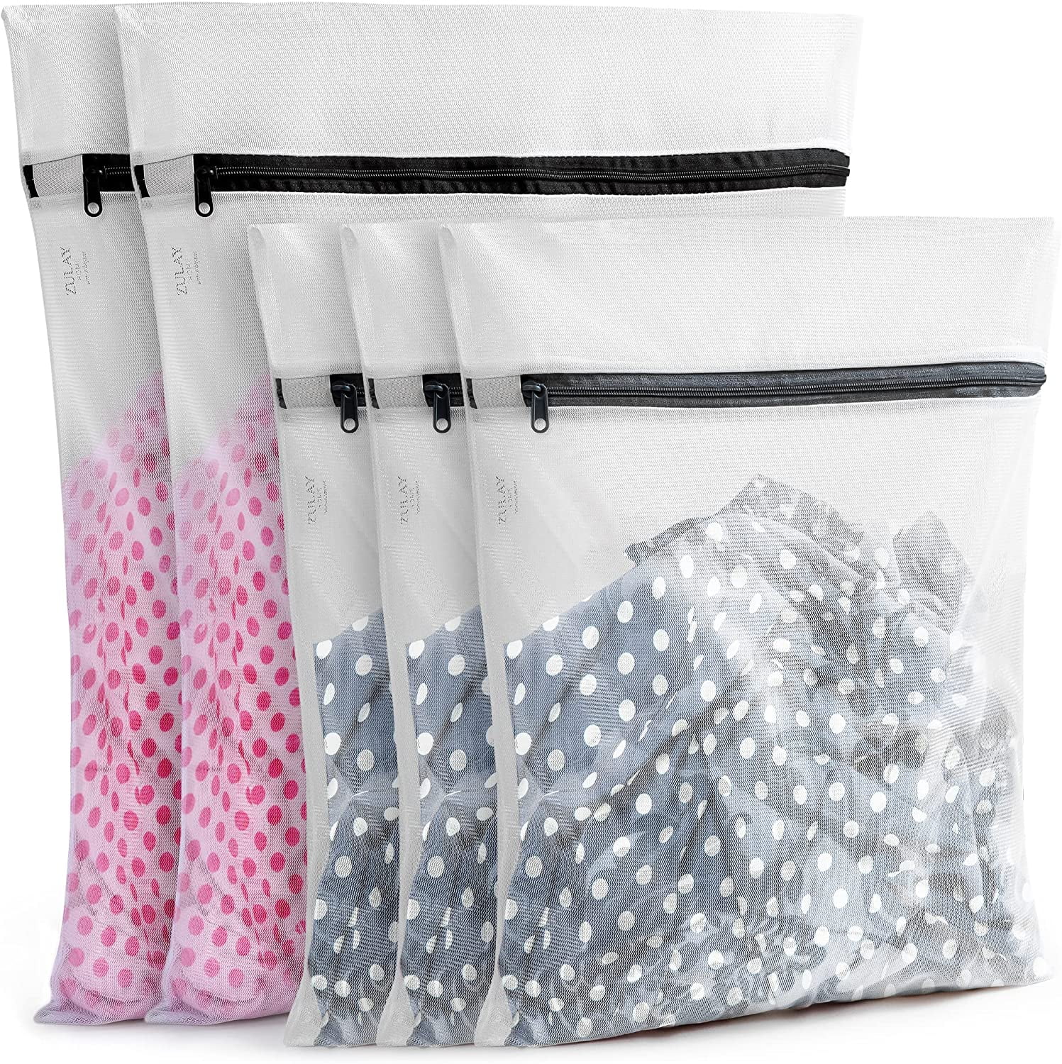 Zulay Home 5 Pack Mesh Laundry Bags for Delicates - Reusable Mesh ...