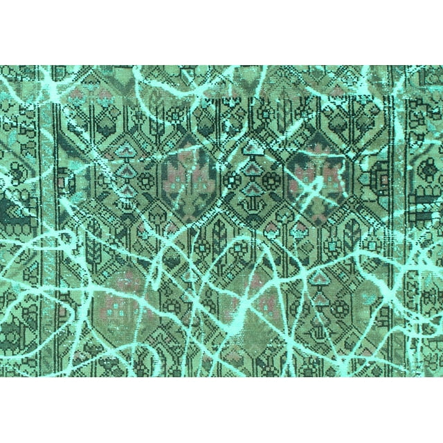 Ahgly Company Machine Washable Indoor Rectangle Abstract Turquoise Blue ...