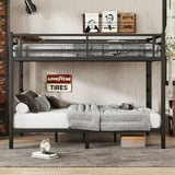 Bellemave Queen Over Queen Bunk Bed Frame, Heavy Duty Metal, 2 Ladders ...