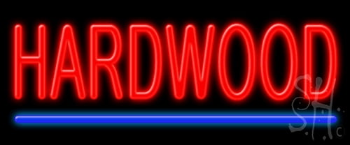 Hardwood LED Neon Sign 6" Tall x 15" Wide - inches Black Square Cut ...