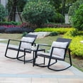 LuxenHome 3-Piece Iron and Wicker Rocker Conversation Patio Set ...