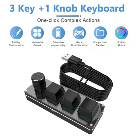 Peggybuy RGB Macro Custom 3 Key / 4 Key Hotswap Mechanical Keyboard for ...