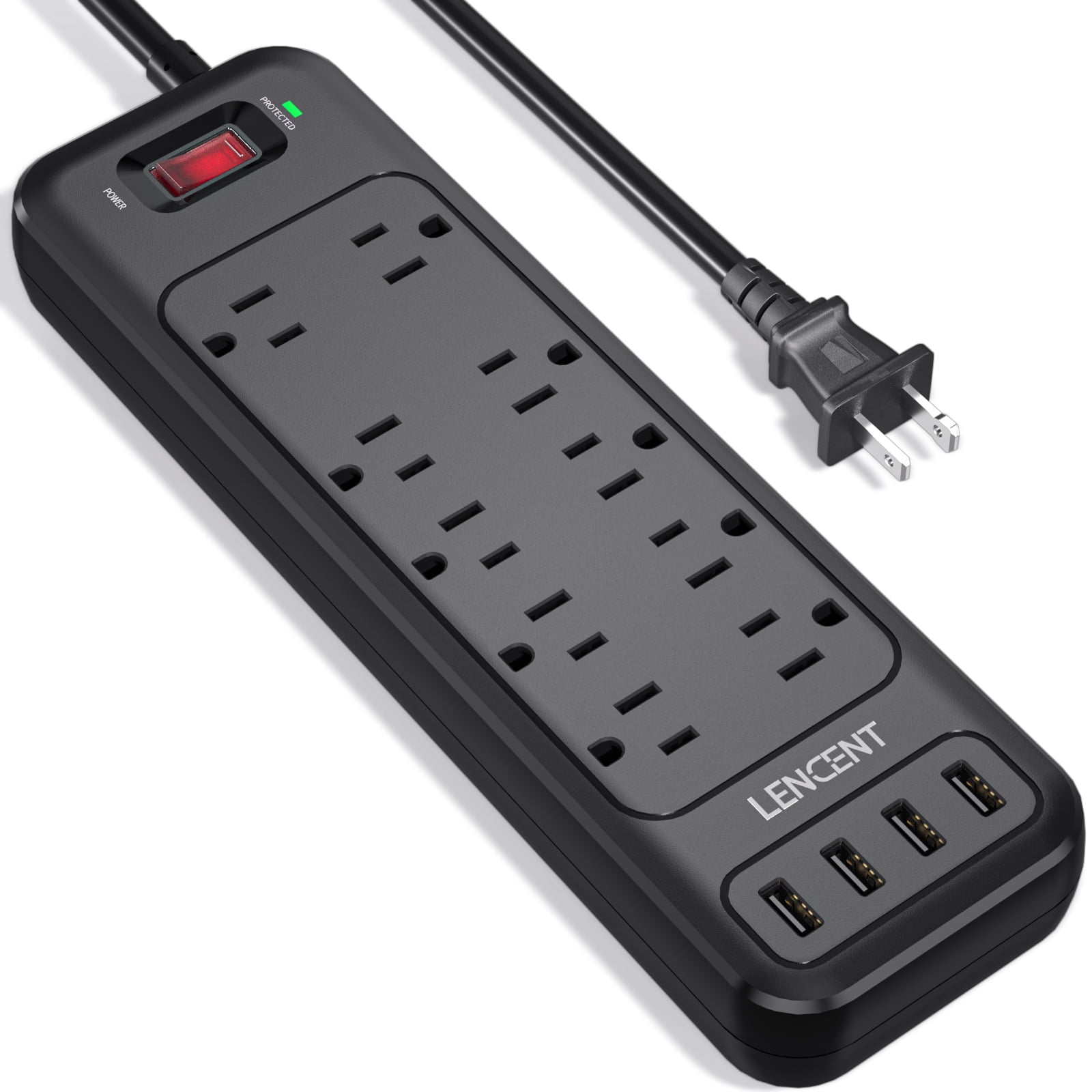 LENCENT Power Strip, 3 Prong to 2 Prong Outlet Adapter, 1700J Surge ...