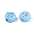 500g Opaque Mixed Color Acrylic Beads Metal Enlaced Flat Round with ...