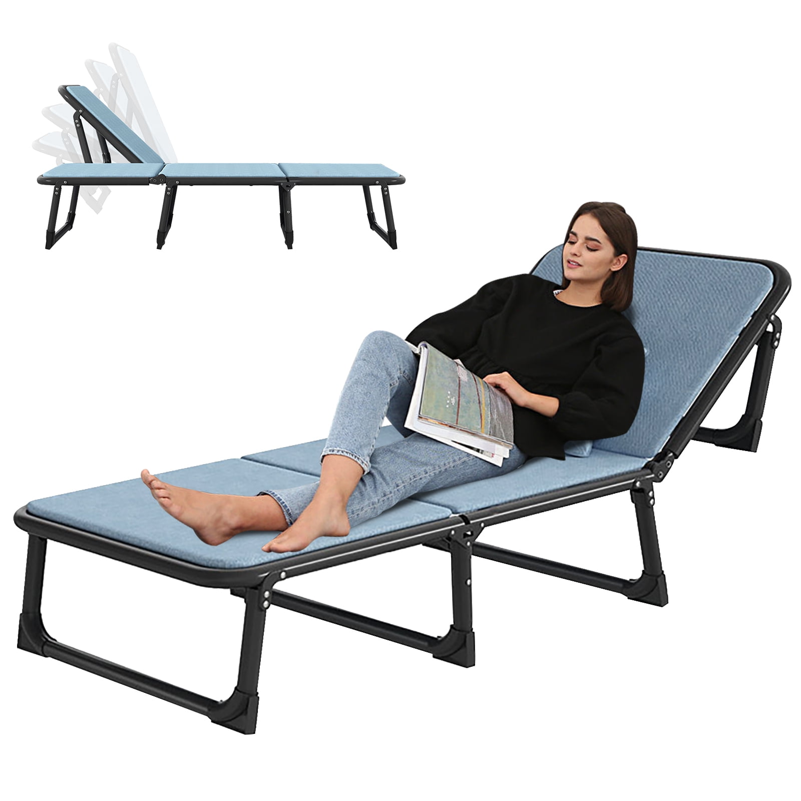 Slsy 6 Fold Sleeping Cots With Pillow For Adults Portable Folding Bed Cot Lounge Chair 752