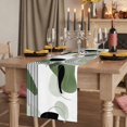 Boho Geometric 120 Inch Table Runner, Green Ethnic Abstract Stripes ...