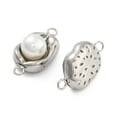304 Stainless Steel Pave Pearl Connector Charms Half Round Links ...